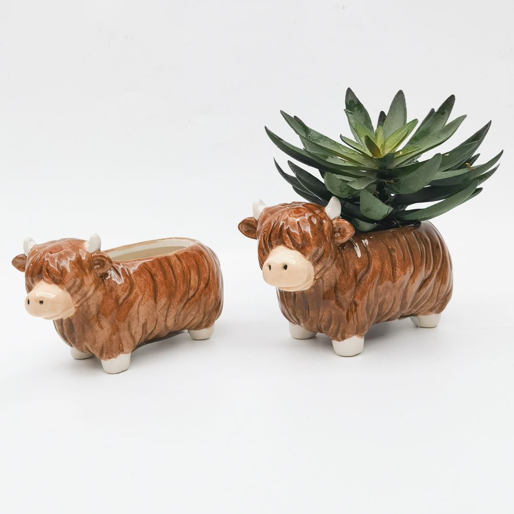Highland Cow Planter – Funny Indoor Plant Pot Gift for Farm Animal Lov ...