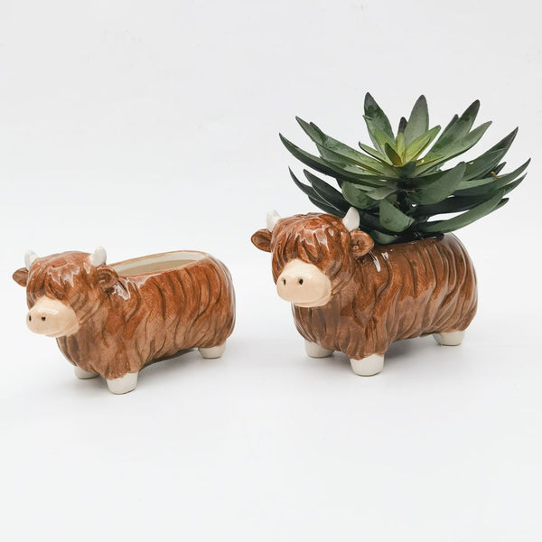 Highland Cow Planter – Funny Indoor Plant Pot Gift for Farm Animal Lov ...